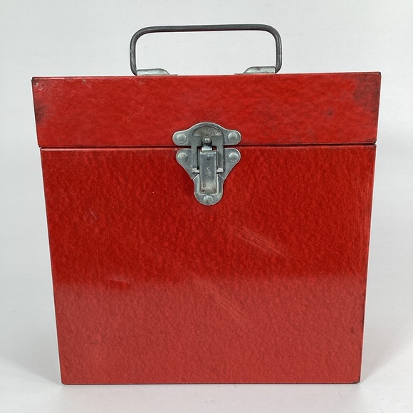 Media | Vintage 196s Red Metal 7 45 Rpm Record Storage Box Case With ...